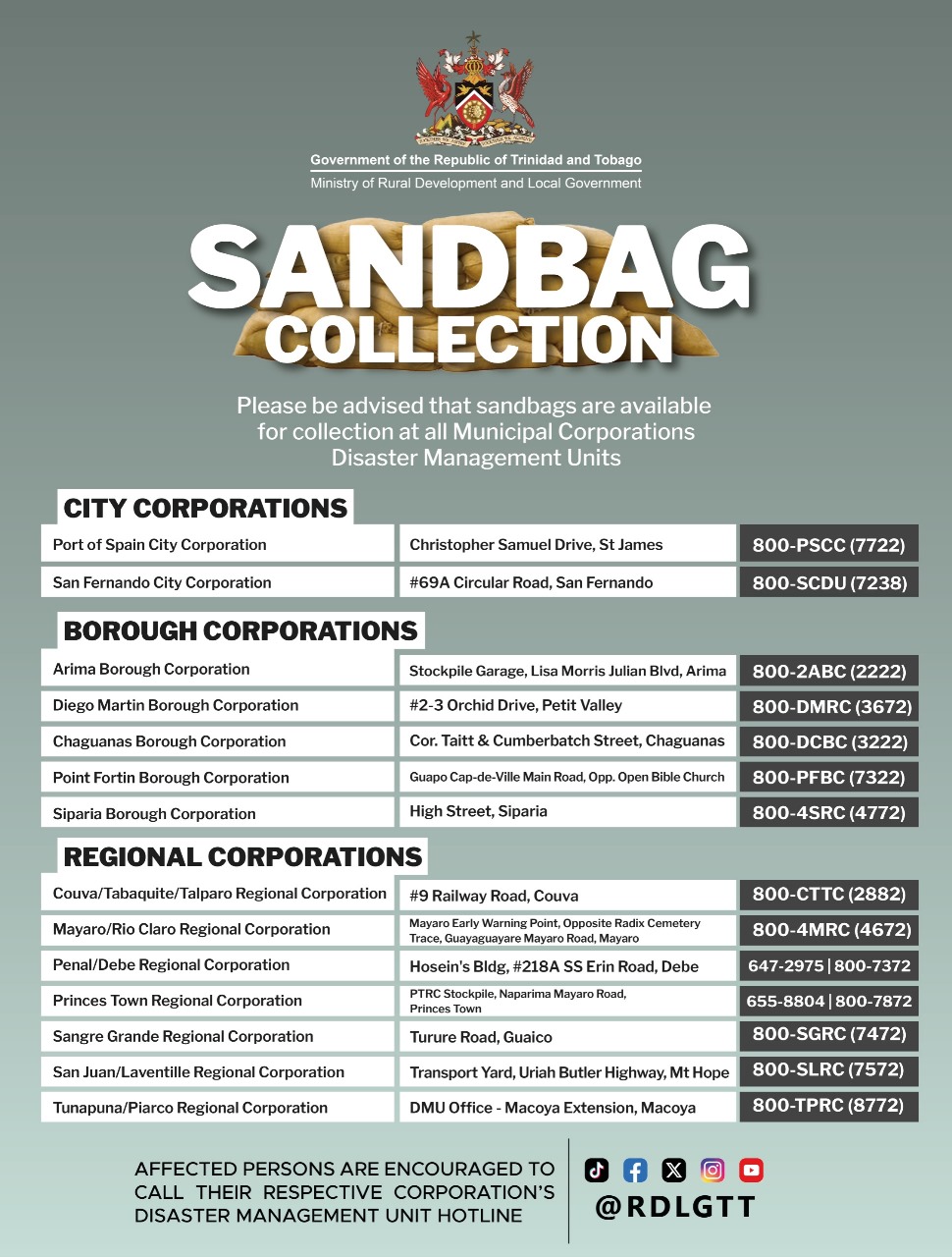 Sandbag Collection - Ministry of Rural Development and Local Government